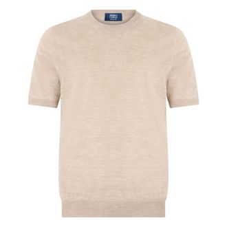 Fedeli Homme, Pulls, Beige, Taille: L Pull ras du cou &agrave; manches courtes