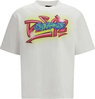 Dsquared2 Homme, Tops, Blanc, Taille: M T-shirt classique &agrave; col rond en coton