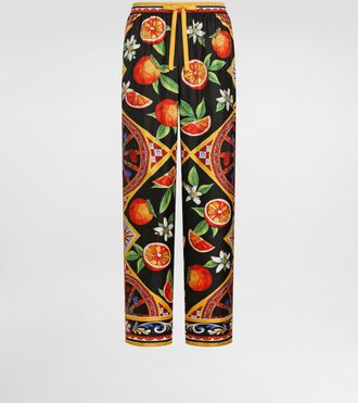 Dolce & Gabbana Hose Vanity Aus Seidentwill Mit Carretto-print - Mann Hosen Und Shorts Multicolor 44