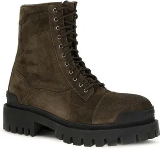 Balenciaga Mens Bicolor Calf Leather Bos Taurus Lace-Up Boots