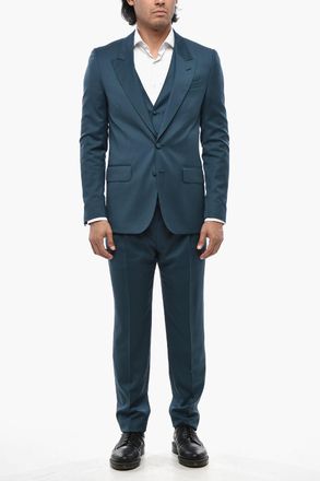 Corneliani CODE Dreiteiliger Anzug Aus Schurwolle EVENT Mit Spitzrevers Corneliani