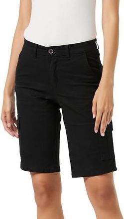 Noroze Femmes Coton Combat Toile Chino Cargaison Shorts - Noir - Taille XL (42, UK 14)