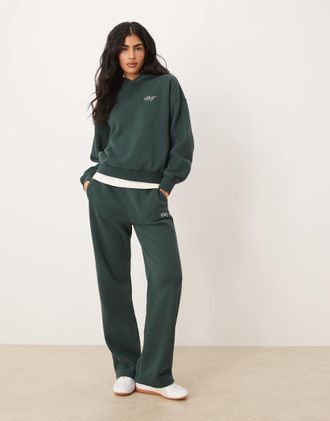 Abercrombie & Fitch Pantalon de jogging d&eacute;contract&eacute; densemble &agrave; taille haute avec logo sur le c&ocirc;t&eacute; - Vert