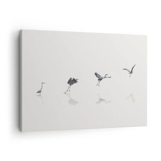 Arttor Bilder auf Leinwand Flug Vogel Reiher Leinwandbild mit Rahmen 70x50cm Wandbilder Dekoration Wohnzimmer Schlafzimmer K&uuml;che Deko Klein Wanddeko Bild Wan