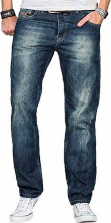 Alessandro Salvarini A. Salvarini Beppo Designer Jeans pour homme Coupe classique - Bleu - 34 W/36 L