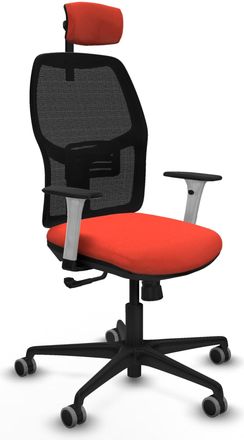 Piqueras y Crespo Alfera B&uuml;rostuhl Orange mit wei&szlig;en und schwarzen Armlehnen, h&ouml;henverstellbare Lendenwirbelst&uuml;tze und h&ouml;henverstellbares Kopfteil, Schwarz / Dunkeloran