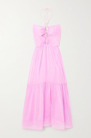 Isabel Marant Birona Neckholder-midikleid Aus Krepon Aus Einer Baumwoll-seidenmischung Mit Cut-outs - Pink