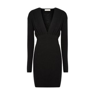 Akep Kurzes Kleid mit tiefem V-Ausschnitt - - Dresses - Damen - Schwarzk - S