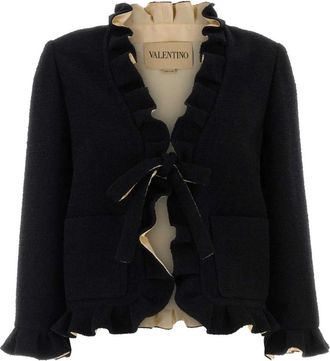 Valentino Garavani Femme, Vestes, Noir, Taille: 36 FR Blazer en soie avec frontal