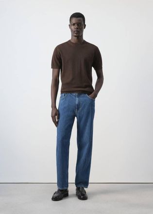 Mango T-shirt en maille regular-fit marron - Homme - XXL - MANGO MAN