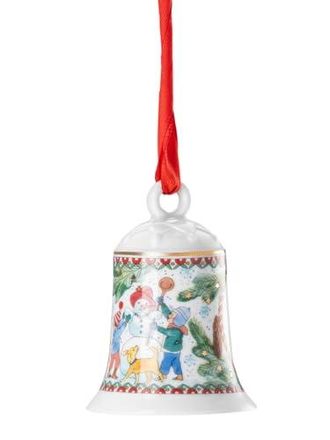 Hutschenreuther Cloche de No&euml;l en Porcelaine - Collection 2025 - Jeux de No&euml;l - 7 cm