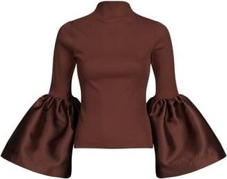 Marques Almeida Top col montant &agrave; manches bouffantes en coton m&eacute;lang&eacute;