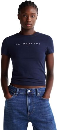 Tommy Jeans Damen Tjw Slim Linear Tee EXT Dw0Dw18398 S/S T-Shirt, Blue (Dark Night Navy), XS
