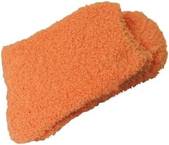 Generic Chaussettes dhiver &eacute;paisses unies en fibre de corail jusquau milieu du mollet Chaussettes en tissu &eacute;ponge pour homme Noir, Orange, taille unique