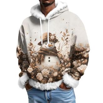 Generic Sweat à capuche de Noël pour homme, fantaisie Père Noël moche imprimé graphique 3D, sweat-shirt décontracté pour fêtes de fin dannée, pull à capuche a