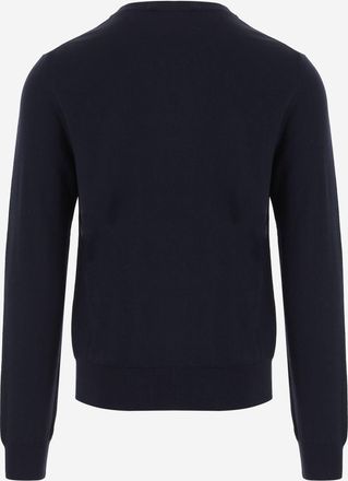 Dolce & Gabbana Mens Sweater Virgin Wool With Logo Navy