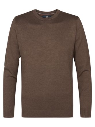 Petrol Industries Herren Pullover - Rundhalsausschnitt - Regular Fit - Feinstrickpullover - Herrenbekleidung - Braun - XXXL