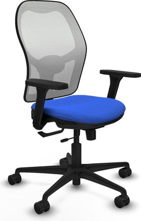 Piqueras y Crespo Einfacher Schreibtischstuhl mit 3D-Armen, h&ouml;henverstellbare Lendenwirbelst&uuml;tze, ausgestattet mit Syncro/Traslack und injiziertem Schaumstoff, Wei&szlig;/Bla