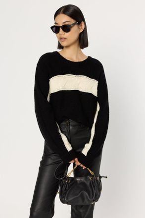 Gerard Darel Pull bicolore &agrave; torsades en laine - ESTE - Noir