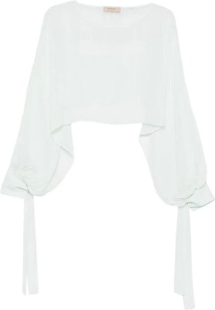 Twinset Femme, Blouses et Chemises, Bleu, Taille: 38 FR Chemisier Court &agrave;