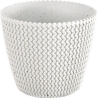 Prosperplast Blumentopf, gebrochenes Weiß, ohne Tank, Kollektion SPLOFY Eco Wood, 18,7 x 18,7 x 15,8 cm, Fassungsvermögen 3 l