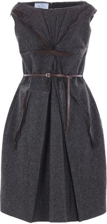 Prada robe courte à taille ceinturée - Gris