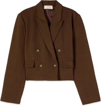 Oltre Femme, Vestes, Brun, Taille: 50 FR Blazer Court Crois&eacute;