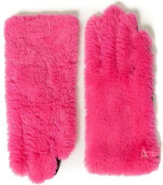 Twin-Set Handschuhe aus Faux Fur - Rosa