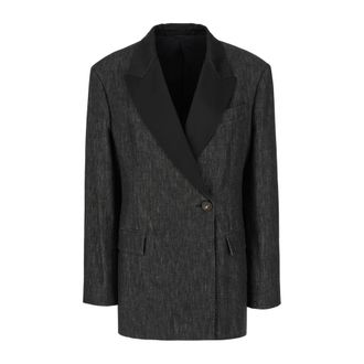 Brunello Cucinelli Denim Effect Twill Blazer - - Jackets - Damen - Schwarzk - M