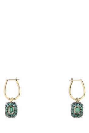 Swarovski Emerald & Green Crystal Halo Earrings - Green