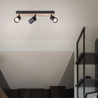 Lightbox LED Deckenstrahler im Nature Stil - 15 cm x 42 cm - Spotbalken mit schwenkbaren Köpfen & wechselbaren LEDs - Lichtfarbe: 3000K & Helligkeit: 345lm - a