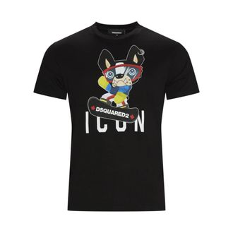 Dsquared2 Grafikbedrucktes Kurzarm-T-Shirt - - Tops - Herren - Schwarzk - S