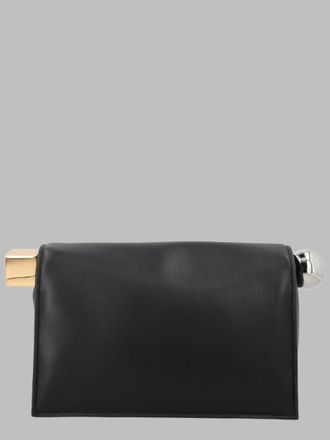 Jacquemus Womens Clutch Bag Rond Carr&eacute; Black Cow Leather