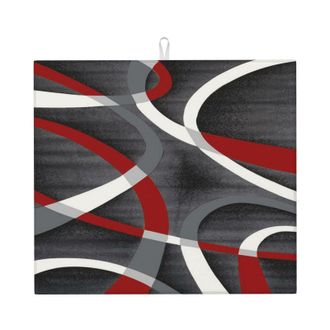 Generic Abtropfmatte Rote Und Graue Wirbel Sp&uuml;lbeckenmatte Mit Aufh&auml;nge&ouml;se Tisch-Zubeh&ouml;r Topflappen F&uuml;r Die K&uuml;che, F&uuml;r K&uuml;chenutensilienhalter, Glas, Weingl&auml;se