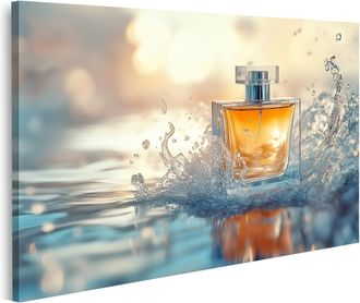 Islandburner Bild auf Leinwand Parf&uuml;m Flakon umgeben von spritzendem Wasser Bilder Wandbilder Poster