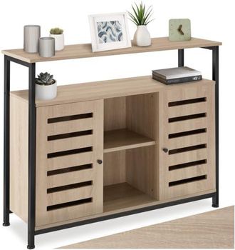 TecTake Buffet 100 x 37 x 82 cm, Meuble de rangement au Style industriel, Portes et &Eacute;tag&egrave;res, Buffet salle a manger, Rangement cuisine, Meuble de rangement sa