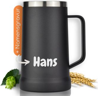 Milu Bierkrug mit Gravur 700ml personalisiert - Ostergeschenke f&uuml;r Frauen & M&auml;nner I Geschenk Ideen Papa, Mama, Freund, Freundin I Geschenkideen zum Vatert