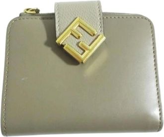 Fendi Portefeuille Bifold FF Diamond doccasion - Femme - Pre-owned - Beige - Taille: ONE Size