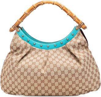 Gucci Hobo Bags - GG Canvas Bamboo Studded Hobo - Gr. unisize - in Braun - für Damen