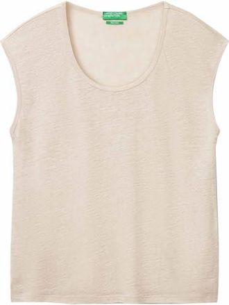 Benetton T- Shirt 37uje16b1, Beige, Medium Femmes