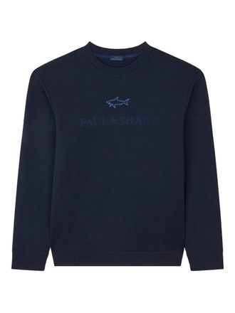 Paul & Shark sweat en coton &agrave; logo brod&eacute; - Bleu