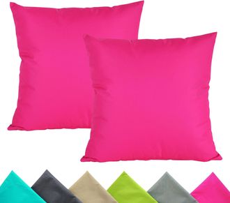 JACK 2er Set 40x40cm Outdoor Kissenhülle Kissenbezug Wasserfest Sitzkissen Lounge Kissen Garten Stuhl Lotus Effekt, Farbe:Pink