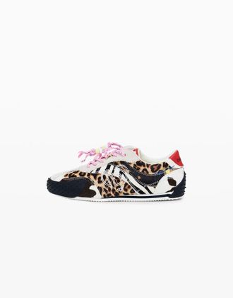 Desigual Baskets &agrave; imprim&eacute; animal style patchwork- Noir