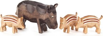 Rudolphs Schatzkiste Reifentier Wildschweinfamilie 4tlg H&ouml;he ca. Bache 4,5cm R&uuml;ckenh&ouml;hecm NEU Figuren Schnitzen Holz Wald Figur Kirche Erzgebirge Seiffen Weihnachten Spiel