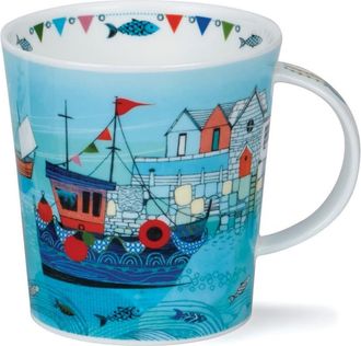 Dunoon Lomond High Tide Tasse mit Fischerboot, feines Knochenporzellan, Blumenmotiv
