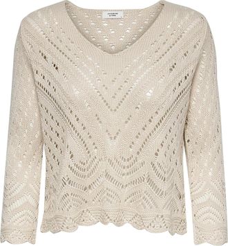 Jacqueline de Yong JdY Damen Jdynew Sun 3/4 Cropped KNT Noos Strickpullover, Tapioca, L EU