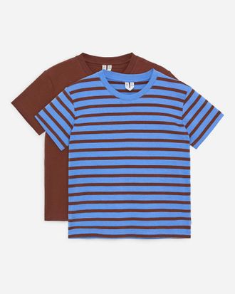 Arket T-Shirt Mit Rundhalsausschnitt 2er-Pack -Blau