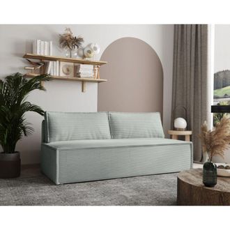 Fun M&ouml;bel Sofa Designersofa AMANDA 3-Sitzer mit Schlaffunktion in Stoff Zoom Mintgr&uuml;n