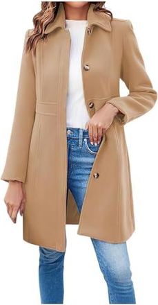 Generic Manteau dhiver boutonn&eacute; en laine &agrave; boutonnage 2025 - Long manteau dhiver d&eacute;contract&eacute; mi-long en laine m&eacute;lang&eacute;e - Manteaux dhiver pour femmes, grande t