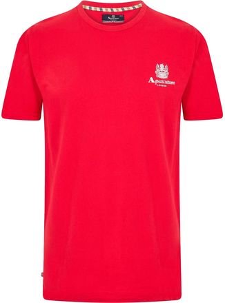 Aquascutum London T-Shirt f&uuml;r Herren, Rundhalsausschnitt (Rot/Wei&szlig;)